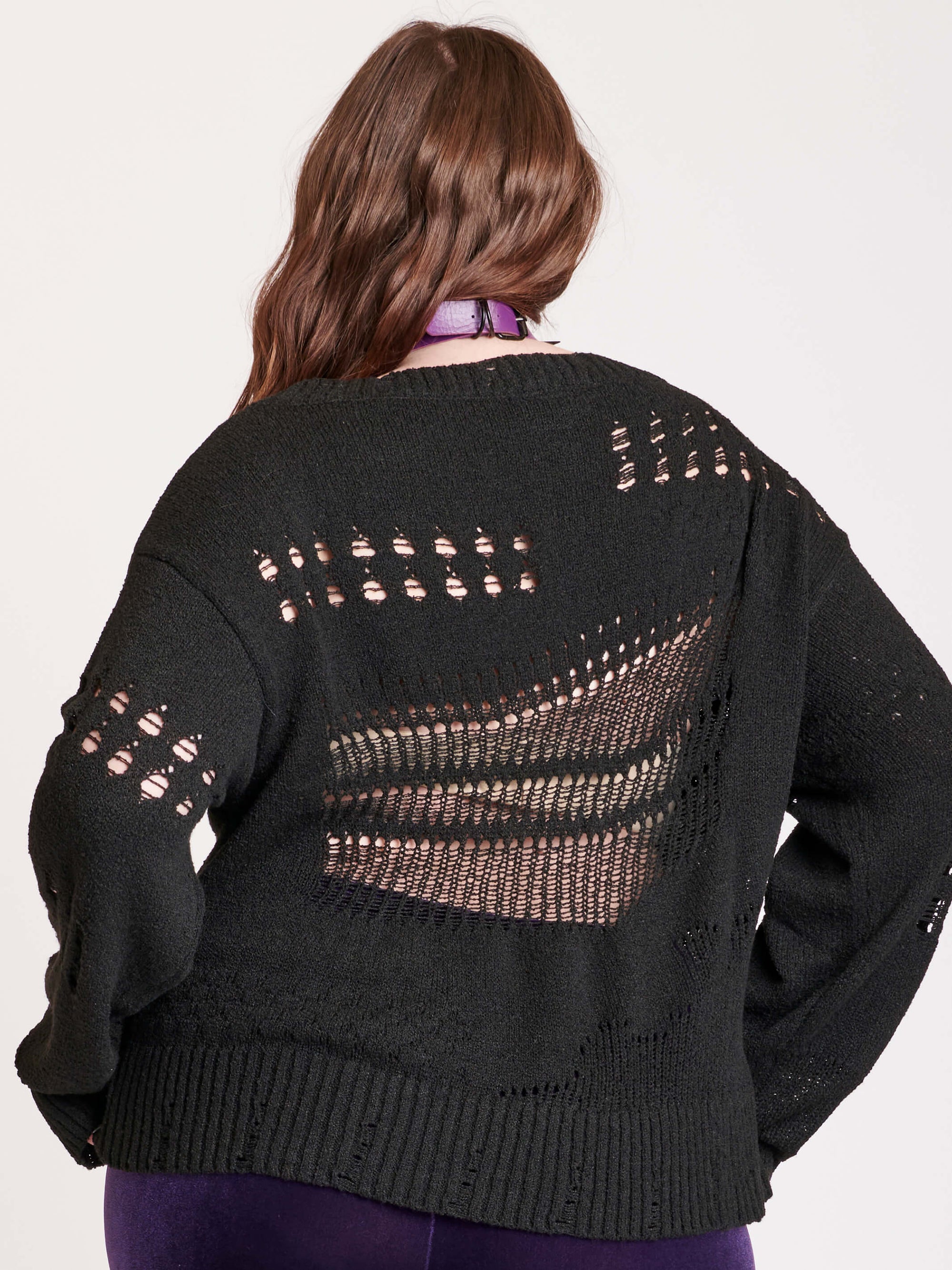 Drop Stitch Distressed Sweater – Midnight Hour