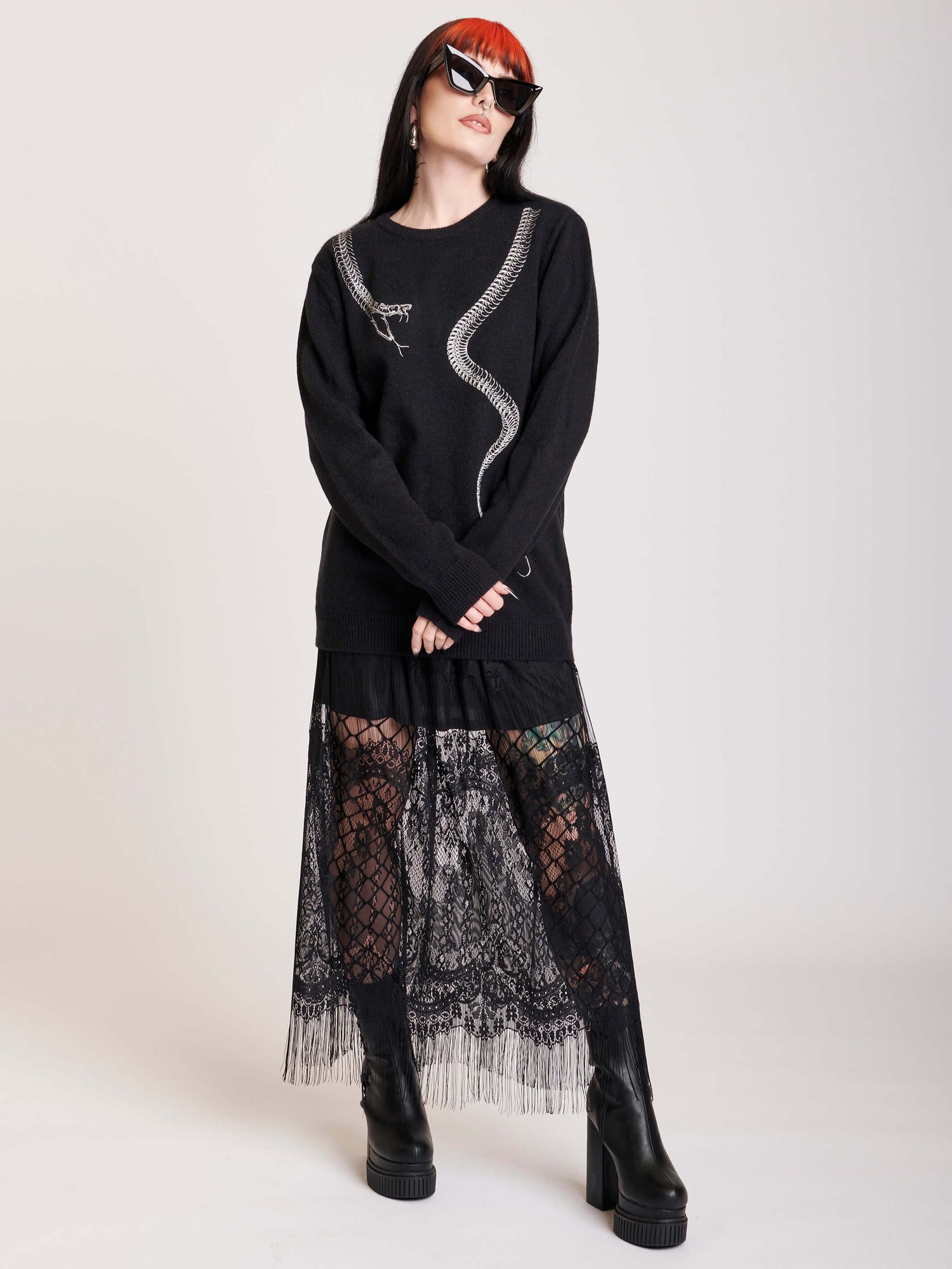 Embroidered Snake Sweater – Midnight Hour