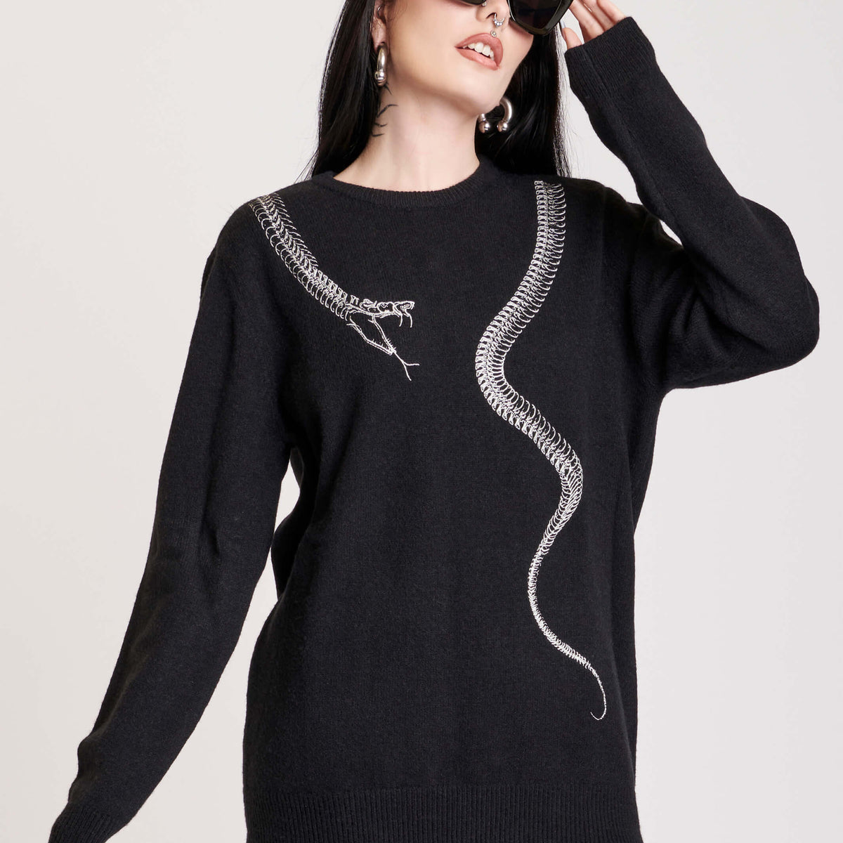 Embroidered Snake Sweater – Midnight Hour