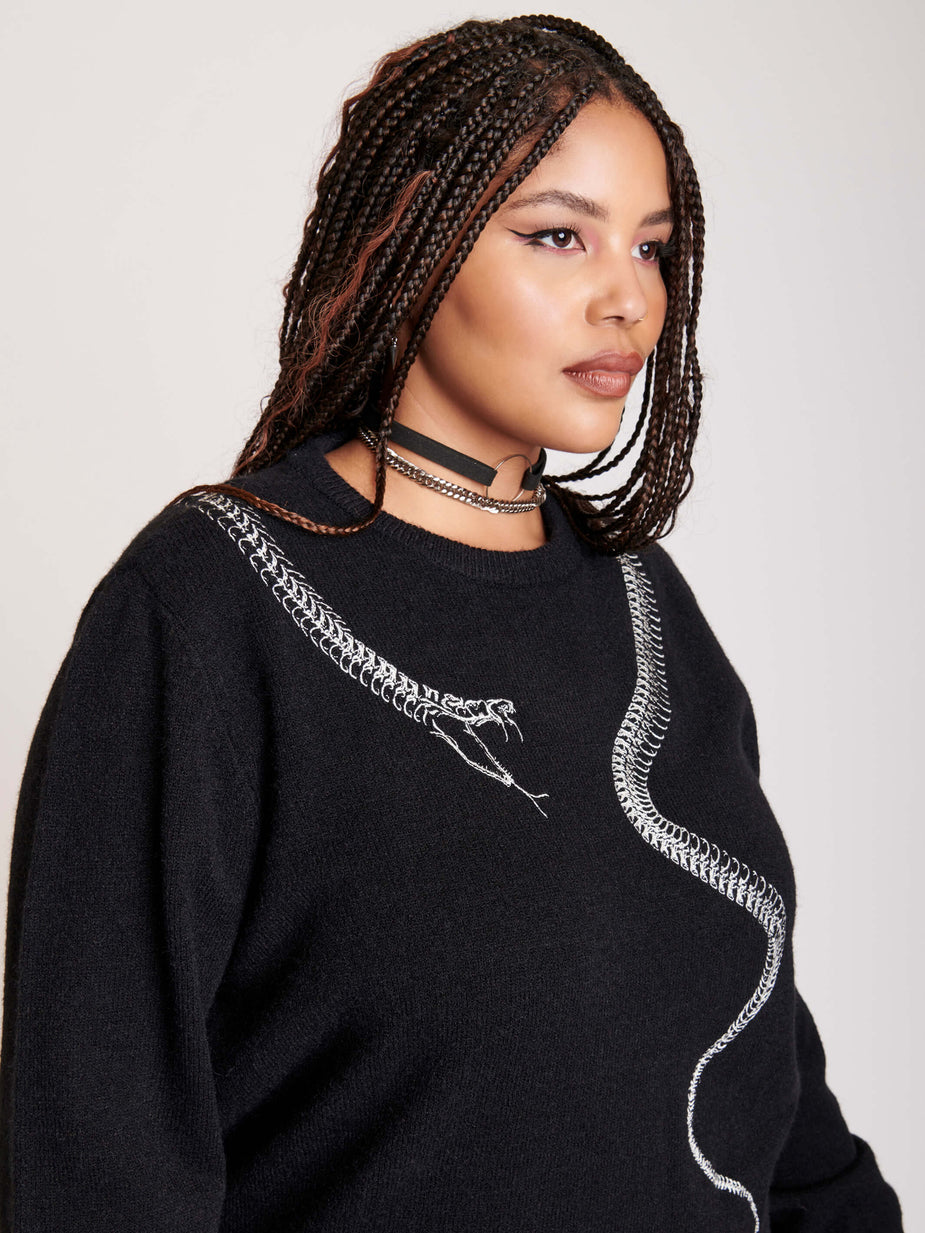 Embroidered Snake Sweater – Midnight Hour