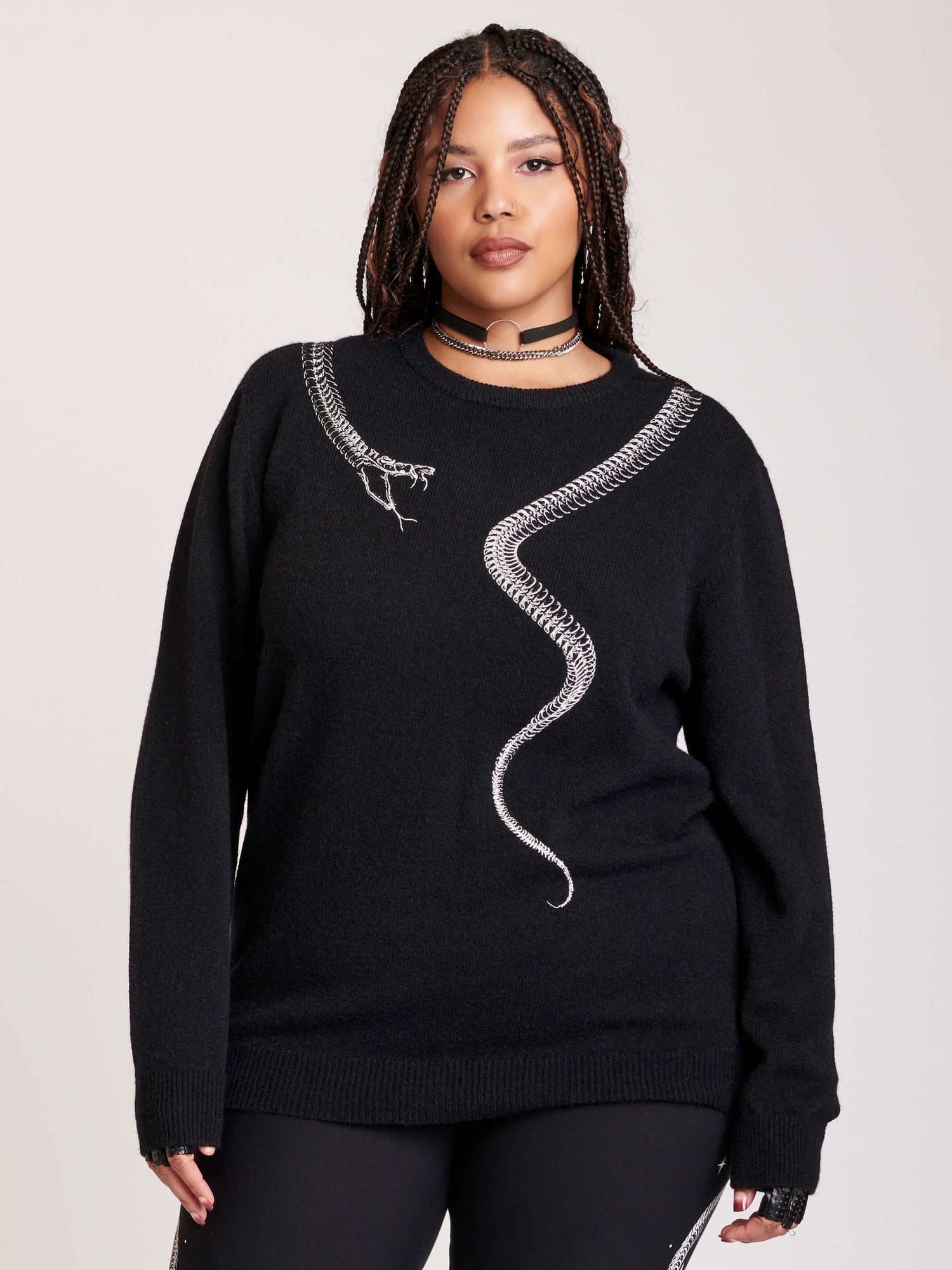 Embroidered Snake Sweater – Midnight Hour