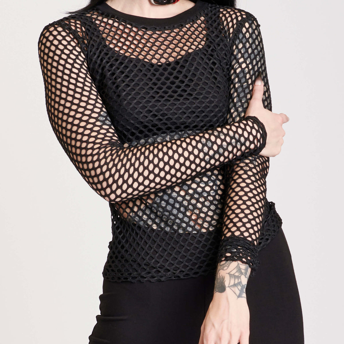 Fishnet Long Sleeve Top – Midnight Hour