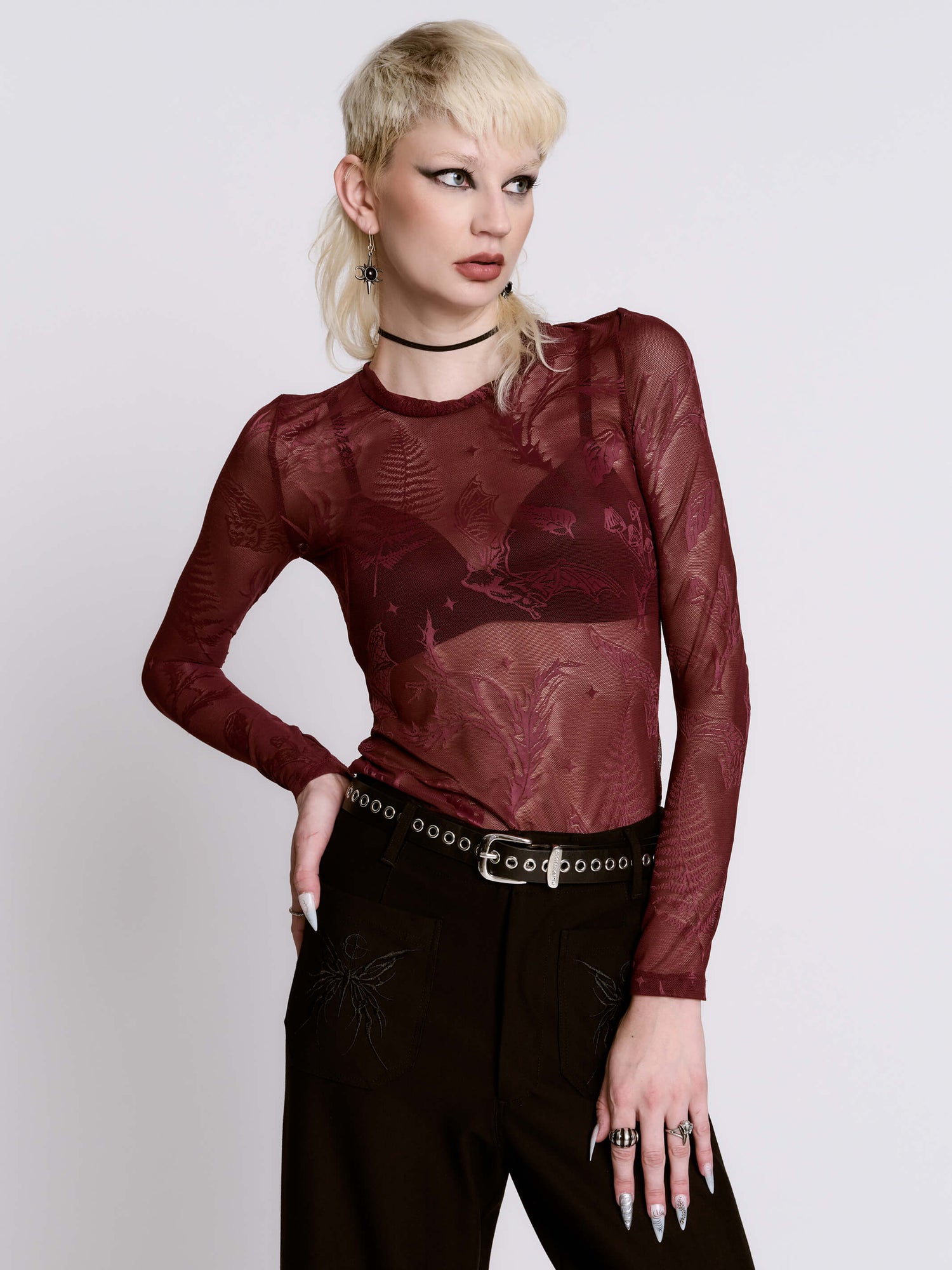 Oxblood Bat Mesh Top – Midnight Hour