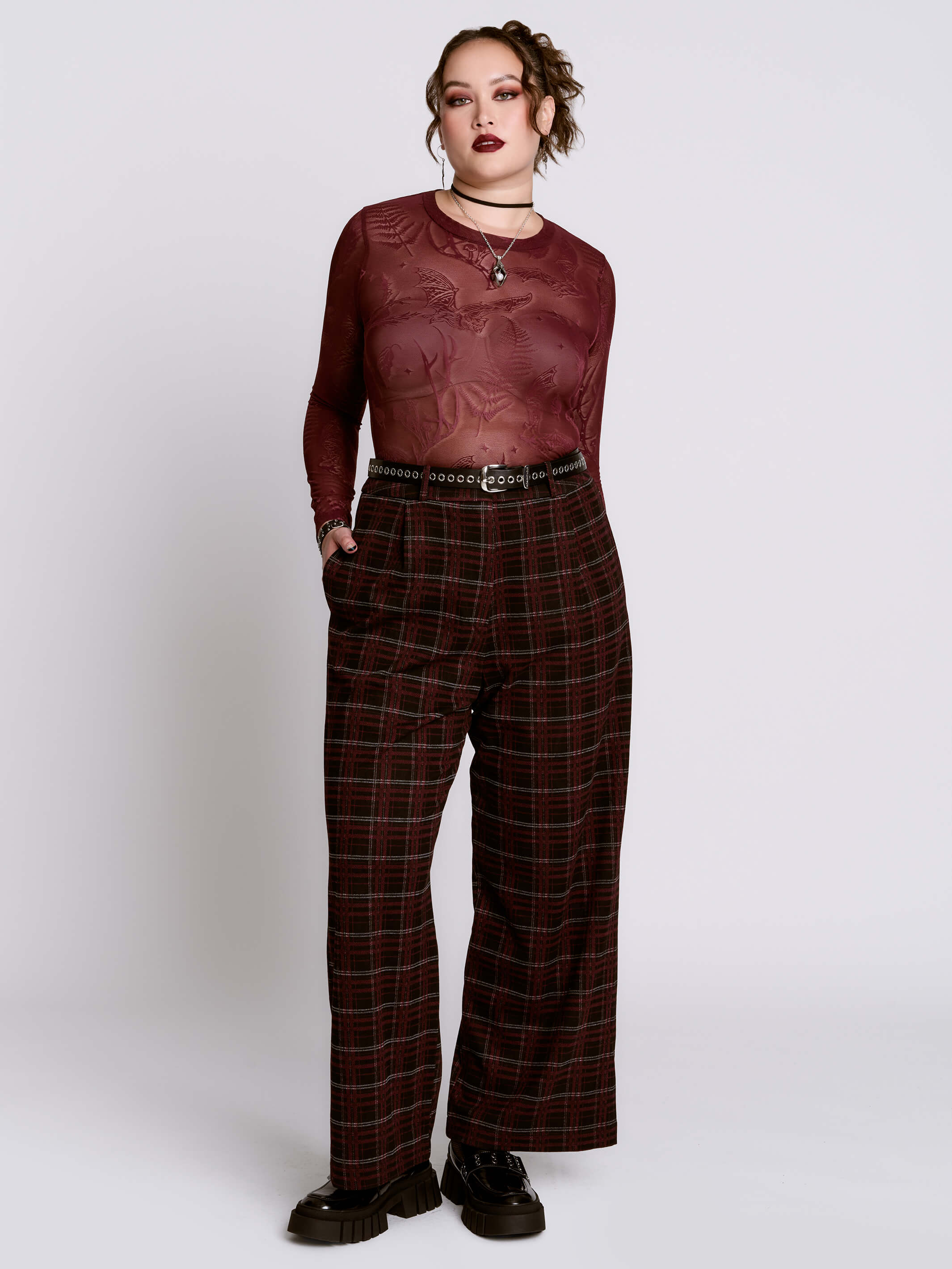 Oxblood Bat Mesh Top – Sheer Gothic Layering Top by Midnight Hour ...