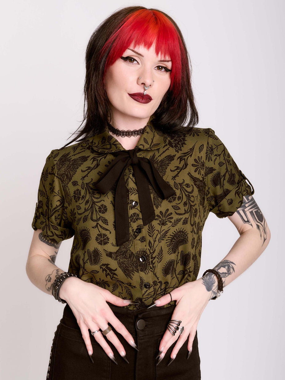 Raven Brocade Academia Shirt – Midnight Hour