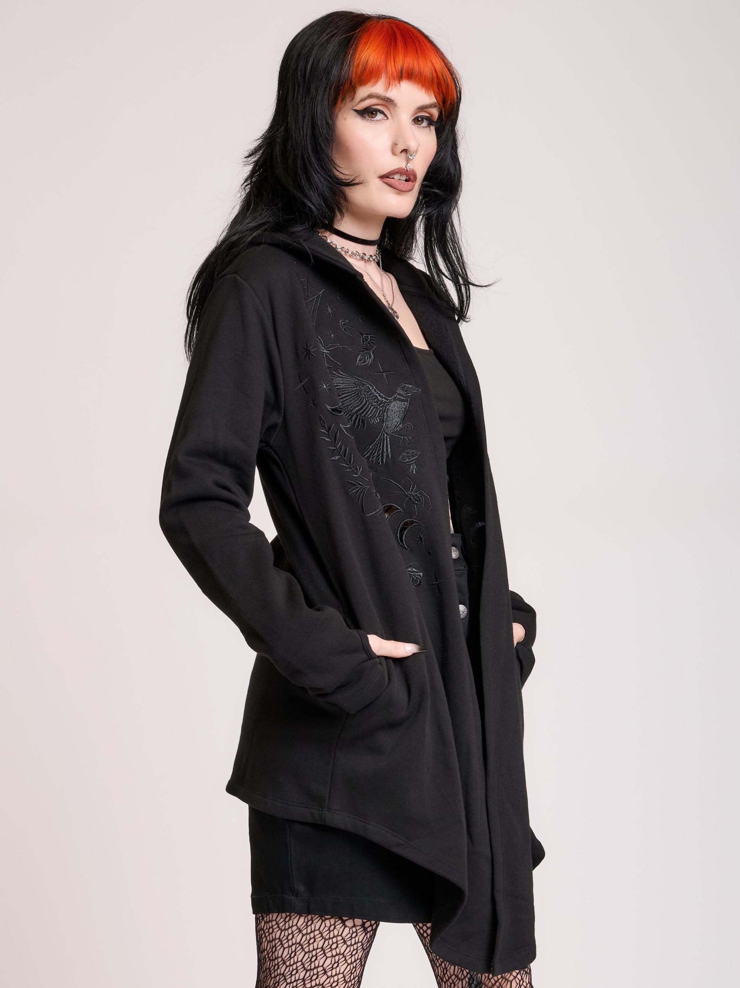 Raven Embroidered Cloak – Midnight Hour
