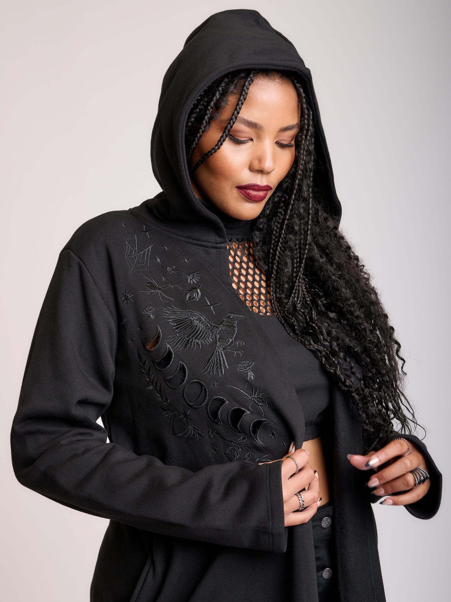 Raven Embroidered Cloak – Midnight Hour