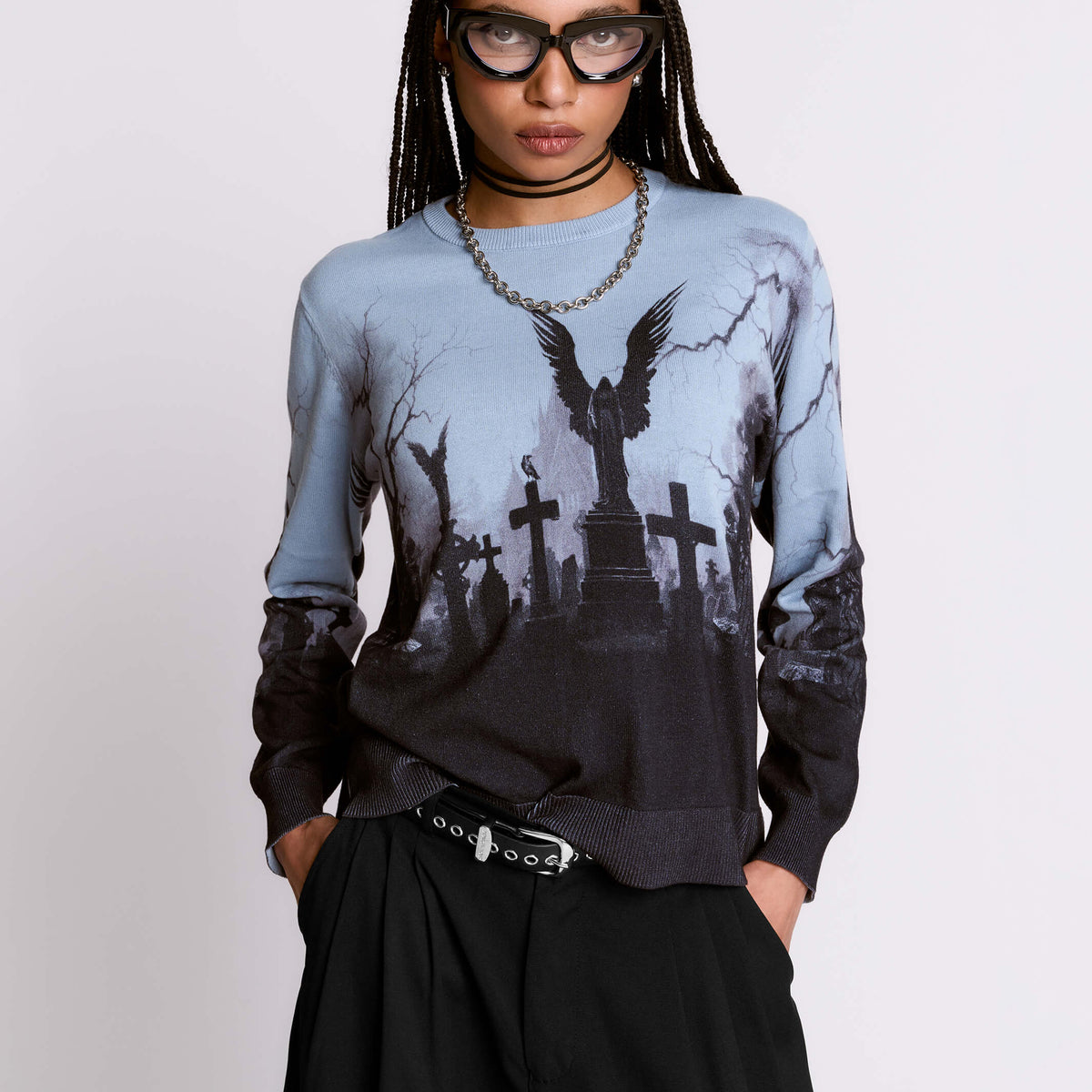 Spooky Cemetery Sweater – Midnight Hour